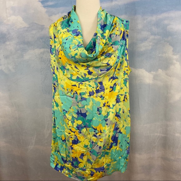 Lane Bryant | Tops | Lane Bryant Green Blue Floral Sleeveless Blouse ...